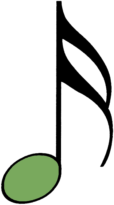 bunte Sechzehntelnote grün | Musik für Kinder